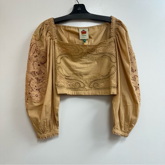 FARM Rio | Tops | Farm Rio Lace Blouse In Dark Sand | Poshmark